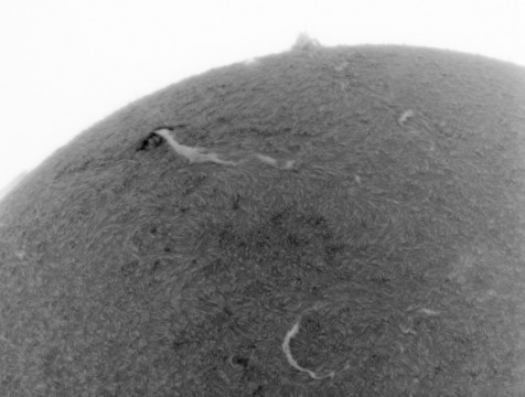 Hydrogen Alpha Sun with Prominence, Flare and Filaments - Sky & Telescope