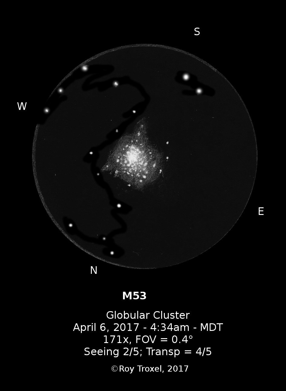 Drawing of Messier 53 Globular Cluster - Sky & Telescope - Sky & Telescope