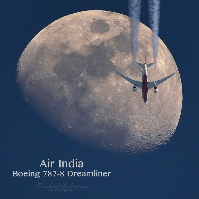 Transit Air India Boeing 787-8 Dreamliner on moon - Sky & Telescope ...