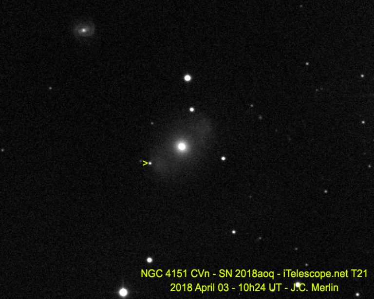 Galaxy NGC 4151 in Canes Venatici with supernova 2018aoq - Sky & Telescope - Sky & Telescope