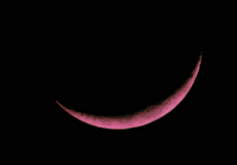 Early Waxing Crescent Moon in the Light of the Setting Sun - Sky ...