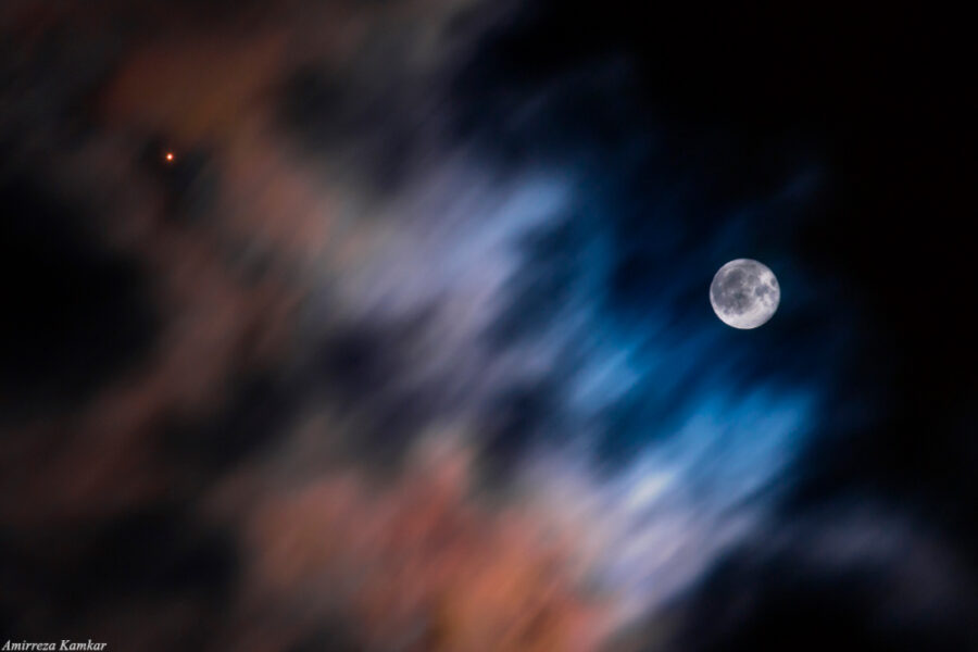 Moon and Mars Between Colorful Clouds - Sky & Telescope - Sky & Telescope