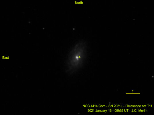 Spiral galaxy NGC 4414 in Coma Berenices with supernova 2021J - Sky ...