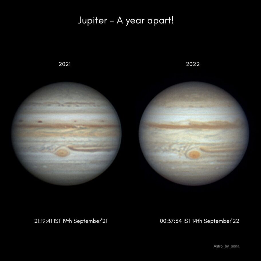 Jupiter - a year apart - Sky & Telescope