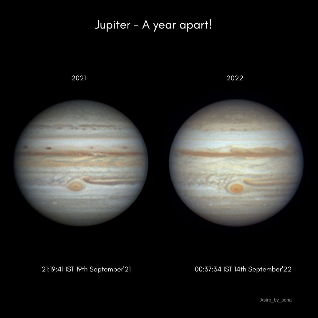 Jupiter - a year apart - Sky & Telescope