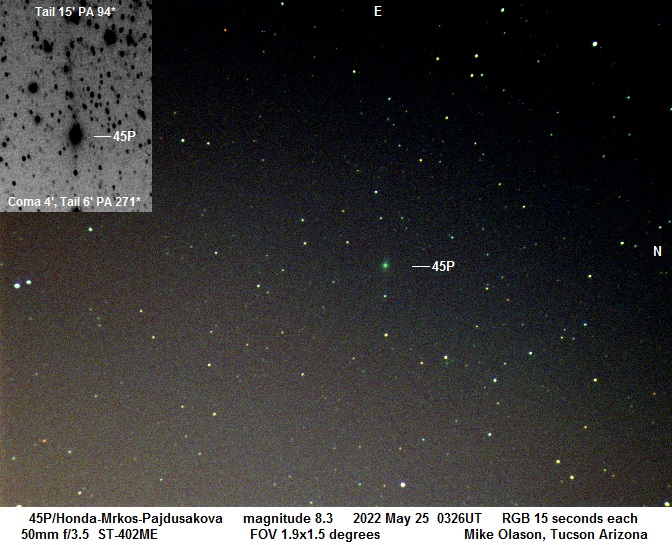 Comet 45P/Honda-Mrkos-Pajdusakova on 2022 May 25 - Sky & Telescope ...