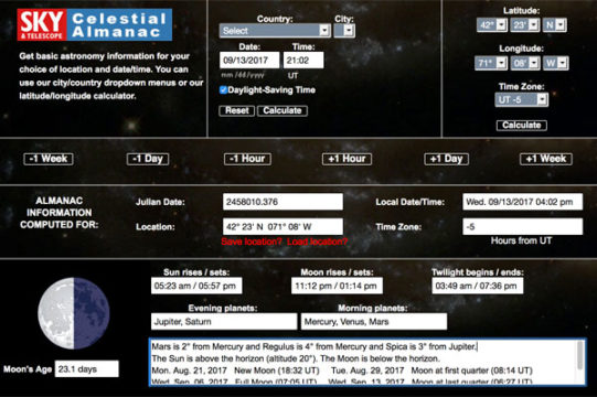 Astronomical Almanac | Find Out What Planets Are Visible Tonight - Sky ...